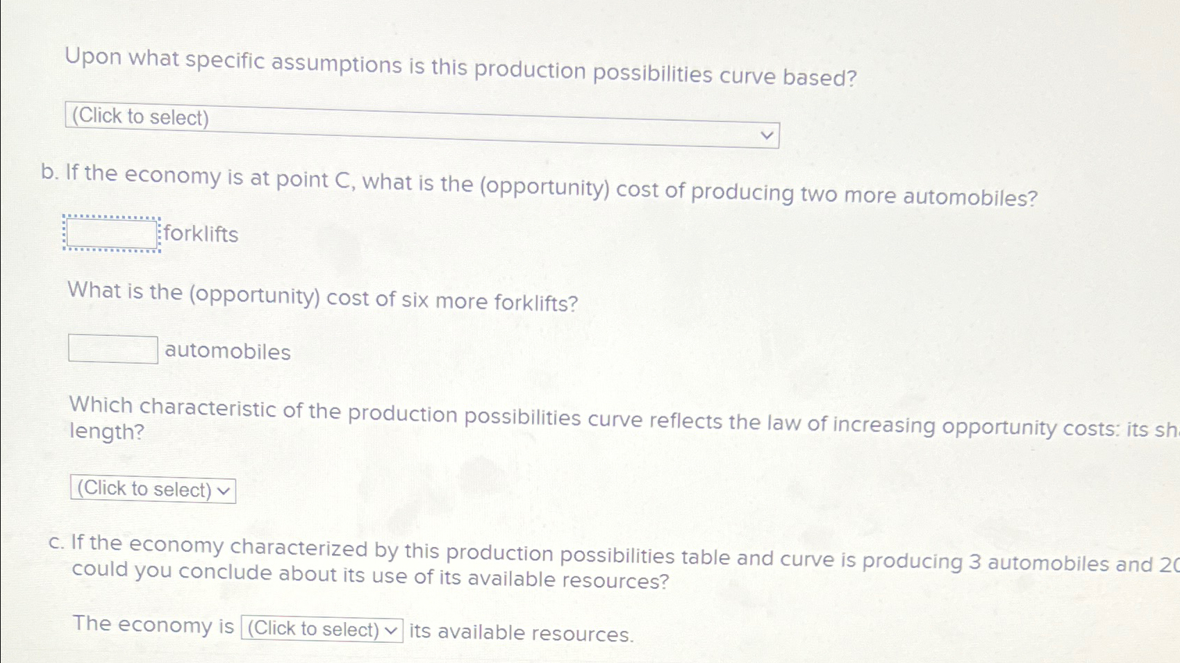 Solved Upon what specific assumptions is this production | Chegg.com