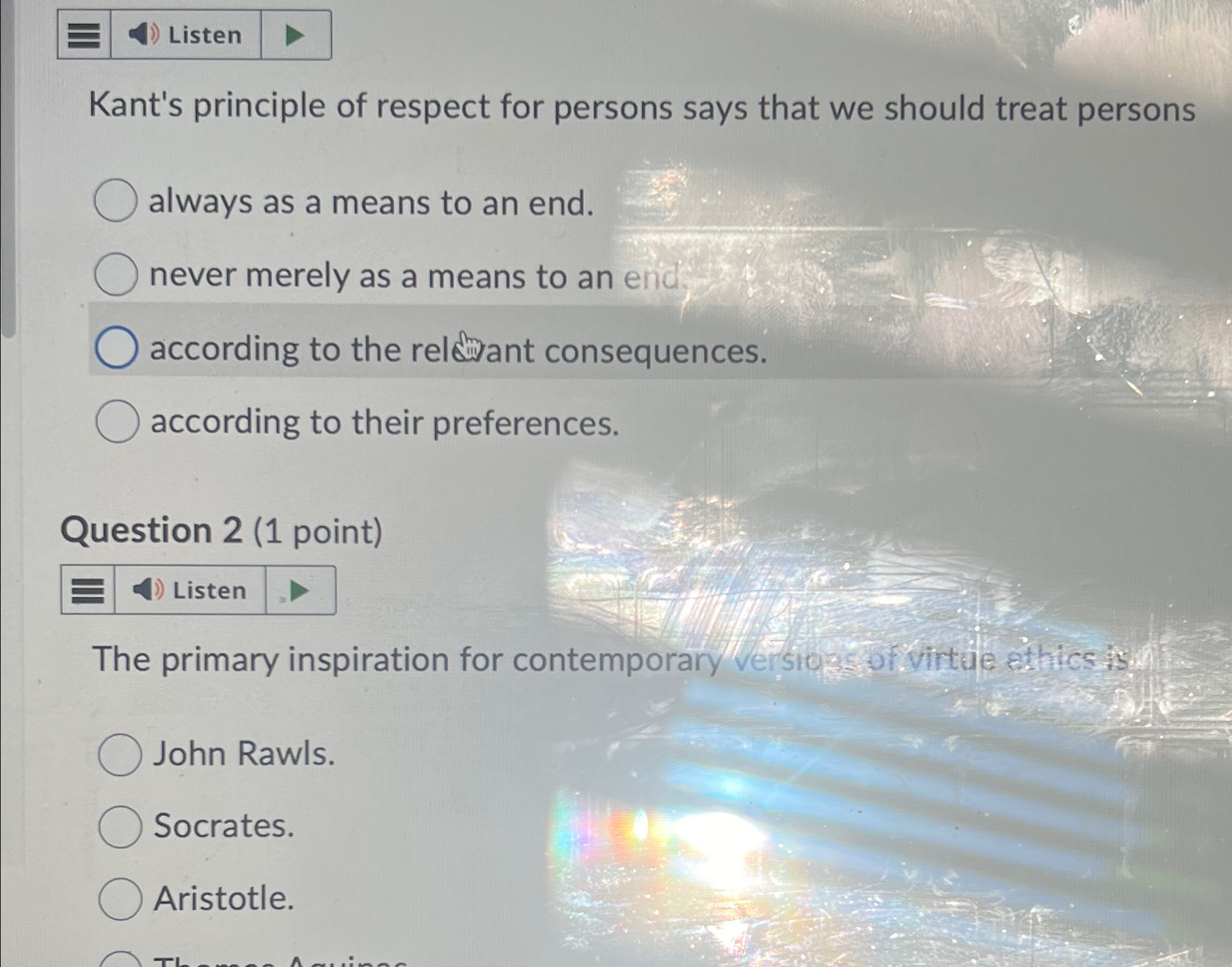 Solved Kant's principle of respect for persons says that we | Chegg.com