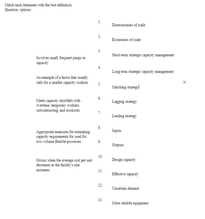 Solved Match each statement with the best definitionQuestion | Chegg.com