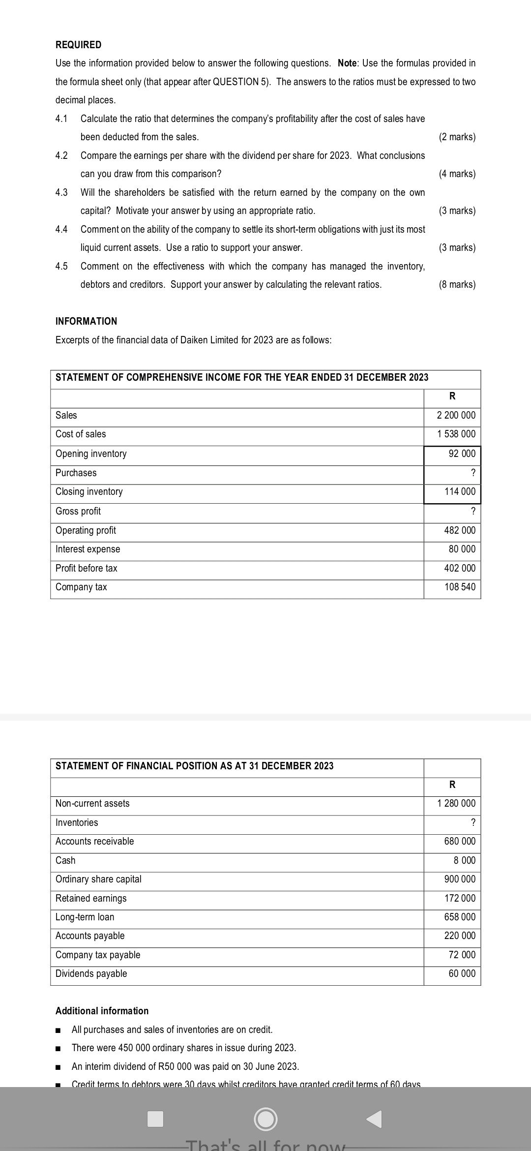 Solved REQUIREDUse the information provided below to answer | Chegg.com