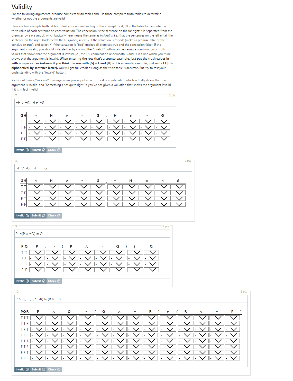 Solved ValidityFor the following arguments, produce complete | Chegg.com