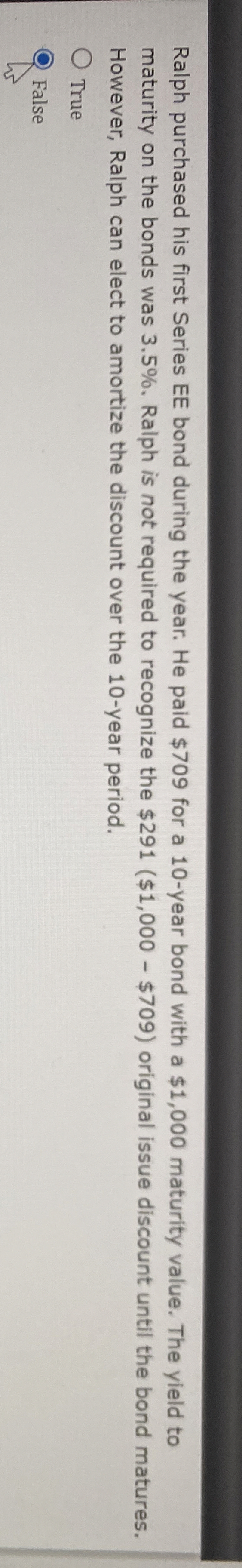 Solved Ralph purchased his first Series EE bond during the | Chegg.com