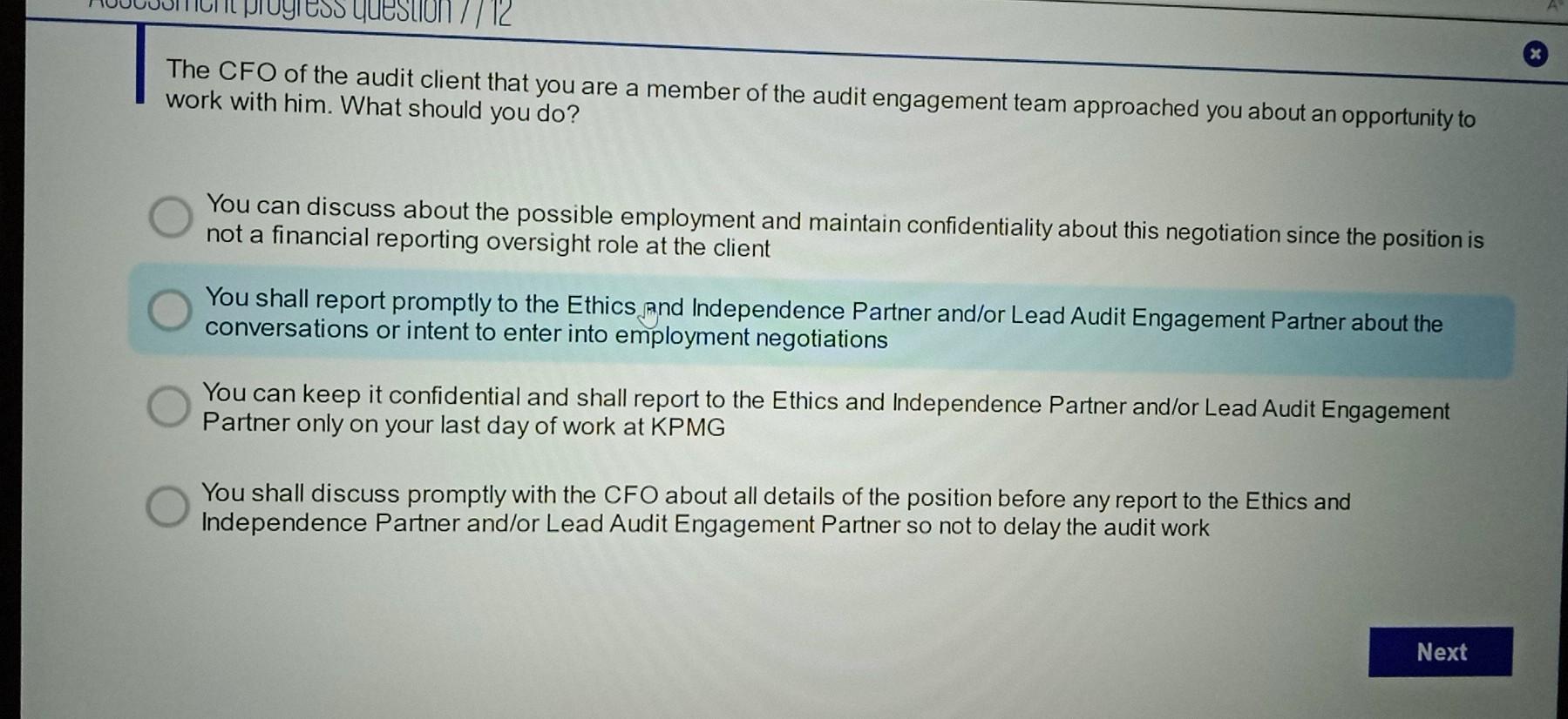 Solved The CFO of the audit client that you are a member of | Chegg.com