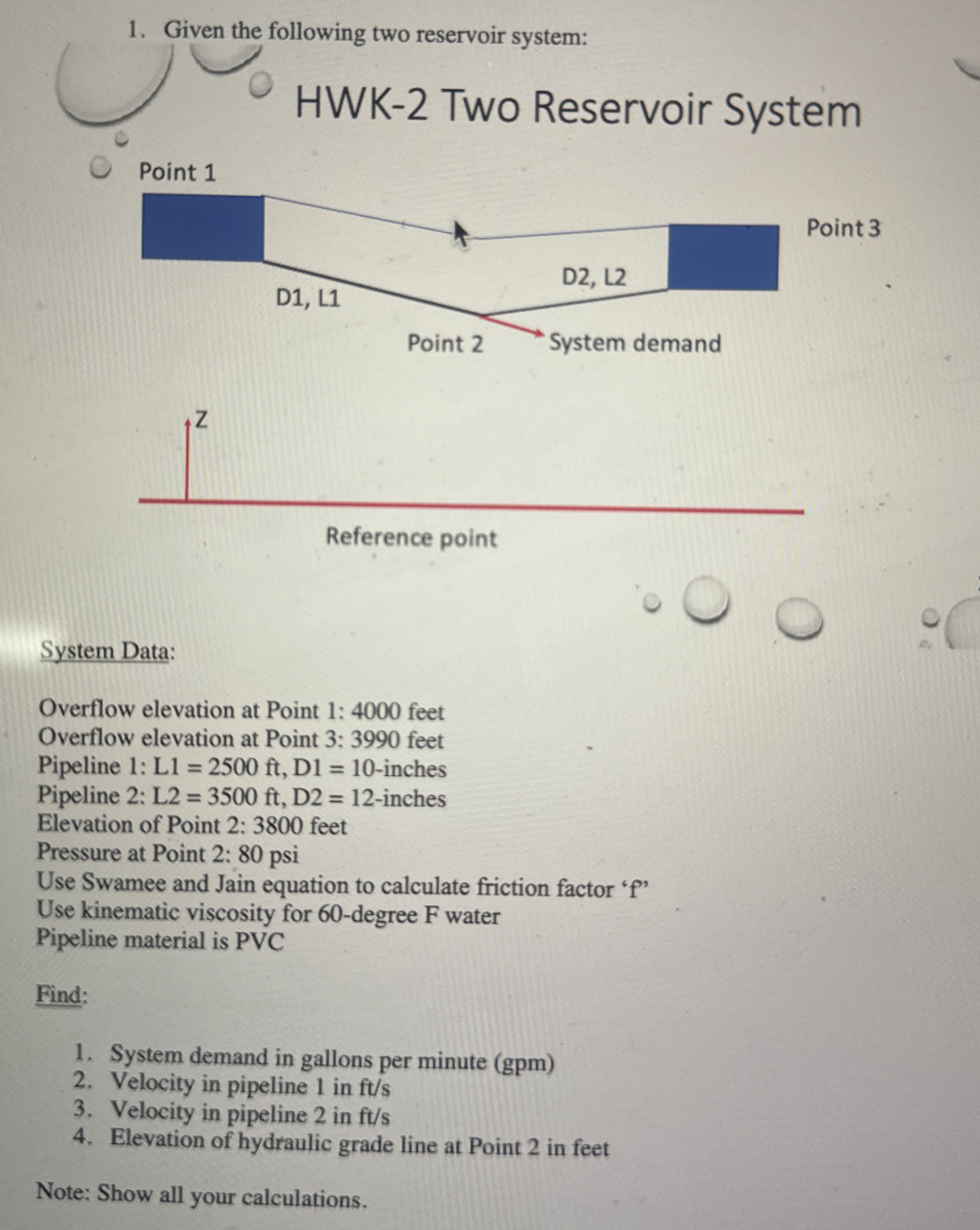 Solved Given the following two reservoir system:HWK-2 ﻿Two | Chegg.com