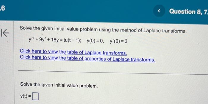 Solved Solve the given initial value problem using the | Chegg.com