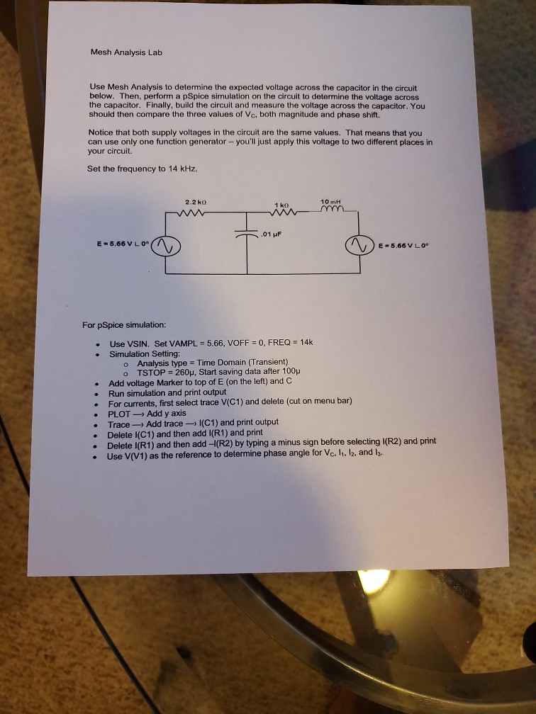 Mesh Analysis Lab Use Mesh Analysis to determine the | Chegg.com