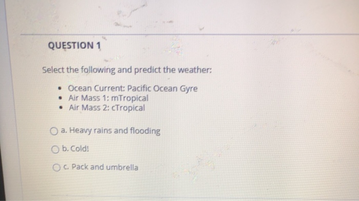 Solved QUESTION 1 Select the following and predict the | Chegg.com