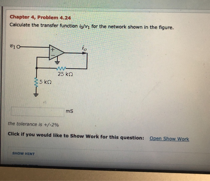 Solved Chapter 4, Problem 4.24 Calculate the transfer | Chegg.com