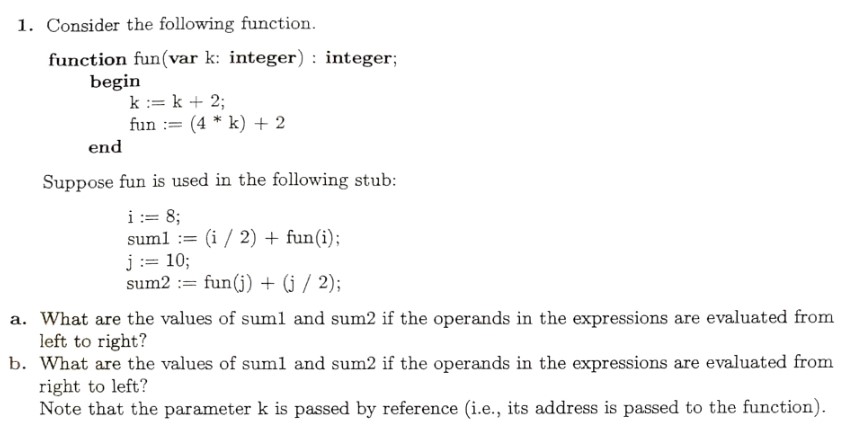 Solved Consider the following function.Suppose fun is used | Chegg.com