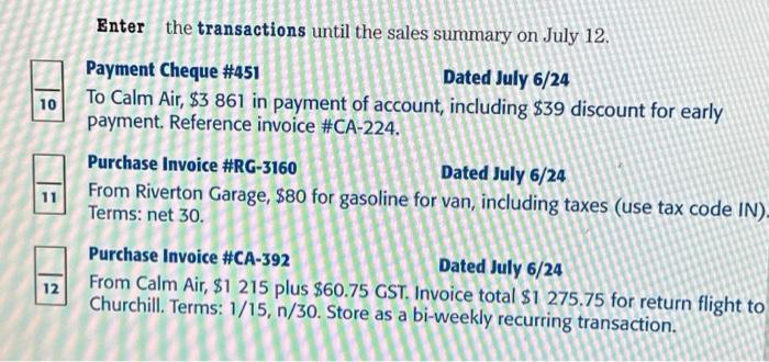 Solved Enter the transactions until the sales summary on | Chegg.com