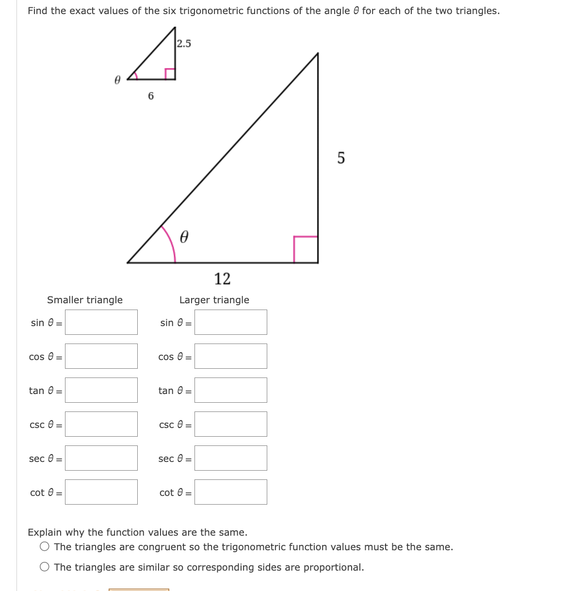 Solved Find The Exact Values Of The Six Trigonometric