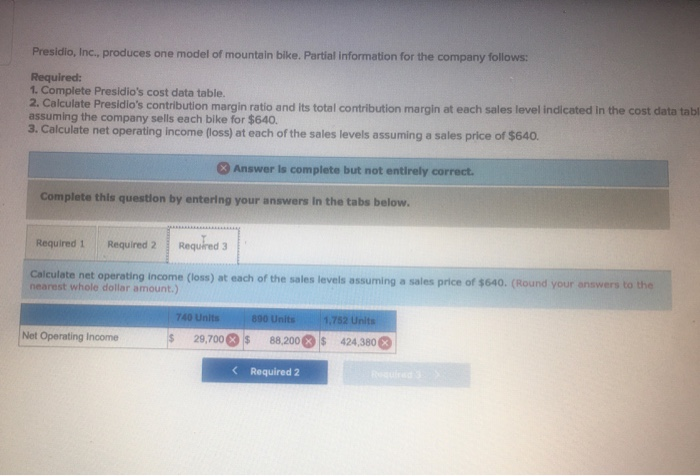 Presidio, Inc., produces one model of mountain bike. | Chegg.com