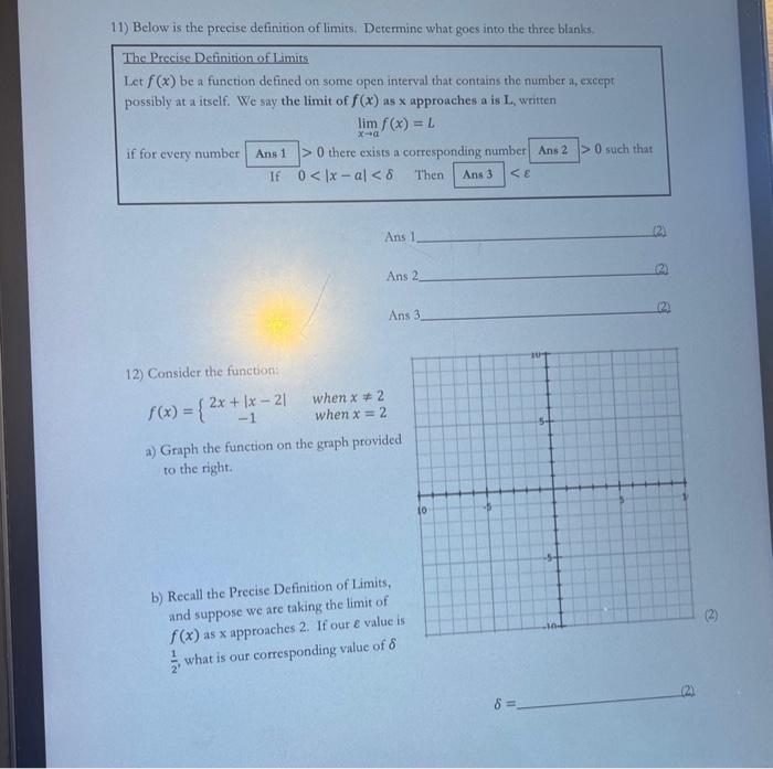 Solved 11) Below is the precise definition of limits. | Chegg.com