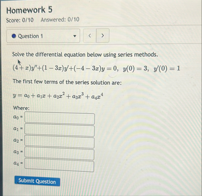 Solved Homework 5Score: 0/10Answered: 0/10Solve the | Chegg.com