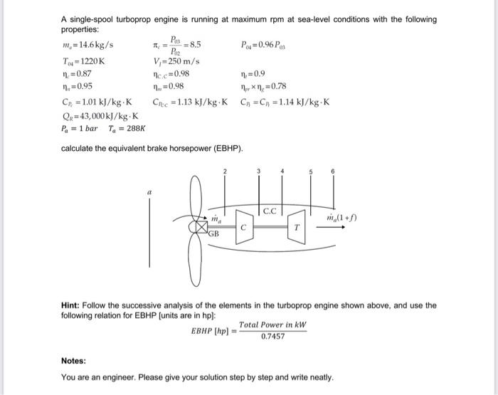 Solved Р. 7 A single-spool turboprop engine is running at | Chegg.com