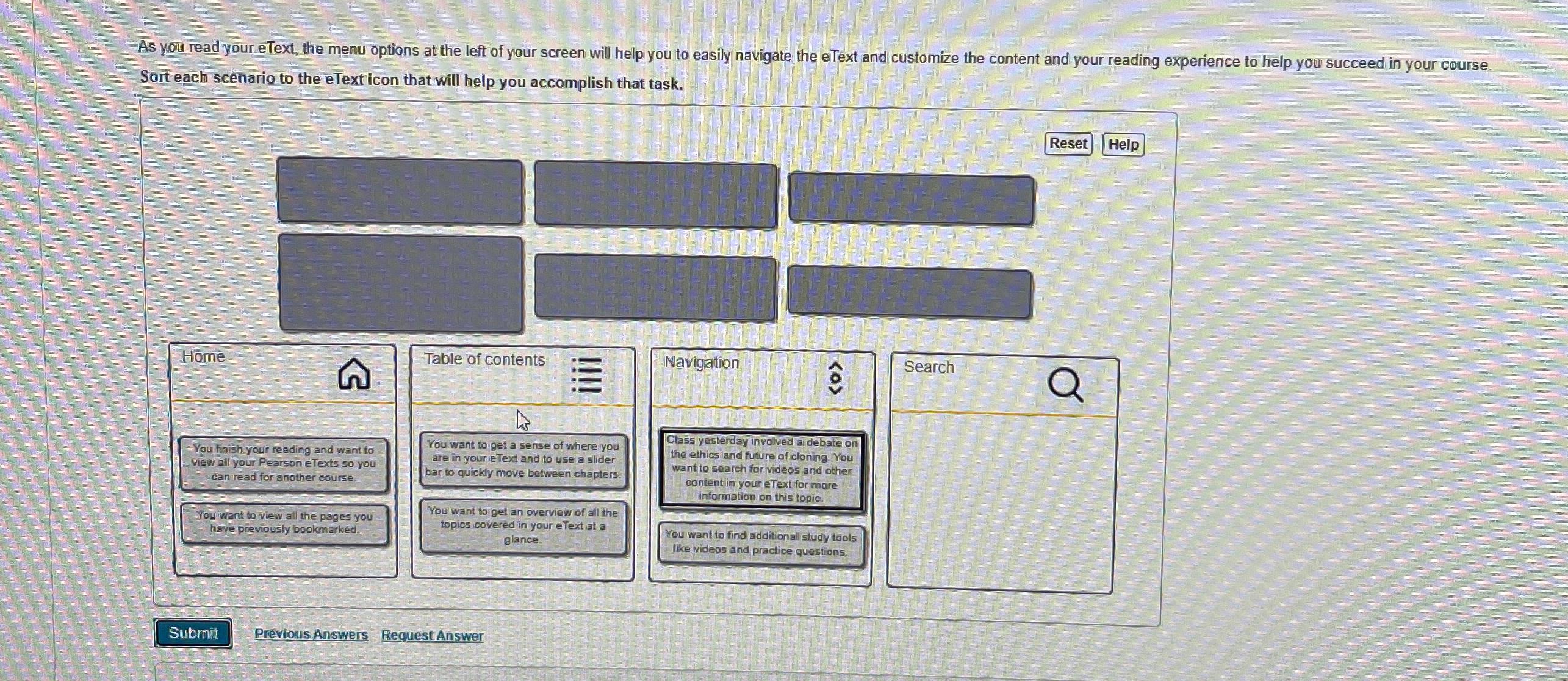 Solved Sort each scenario to the eText icon that will help | Chegg.com