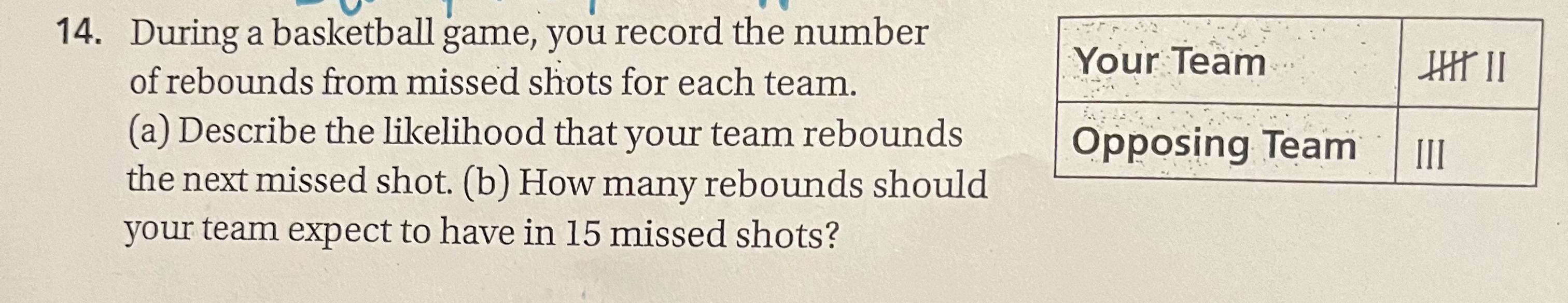 Solved During a basketball game, you record the number of | Chegg.com