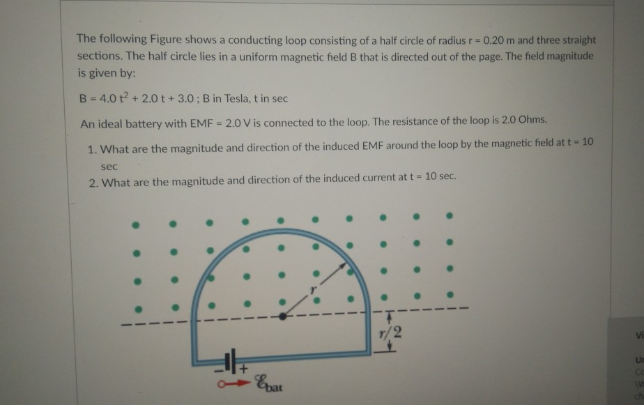 Solved The following Figure shows a conducting loop | Chegg.com