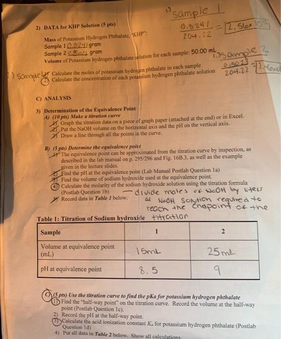 Solved SHOW ALL CALCULATIONS!Sample 1 Q.524 1 gram Sample 2 | Chegg.com