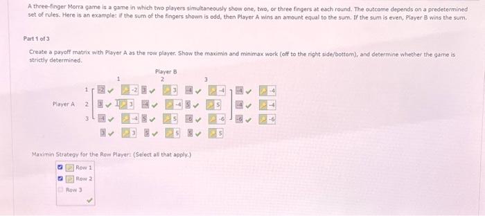 Solved A three-finger Morra game is a game in which two | Chegg.com