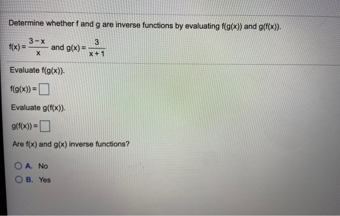 Solved Determine whether fand g are inverse functions by | Chegg.com