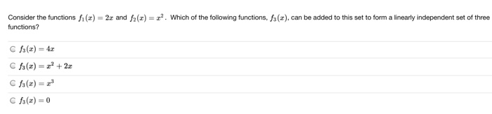 Solved Consider the functions f. () = 2c and fa(x) = r. | Chegg.com