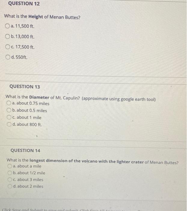 Solved QUESTION 12 What is the Height of Menan Buttes? a. | Chegg.com