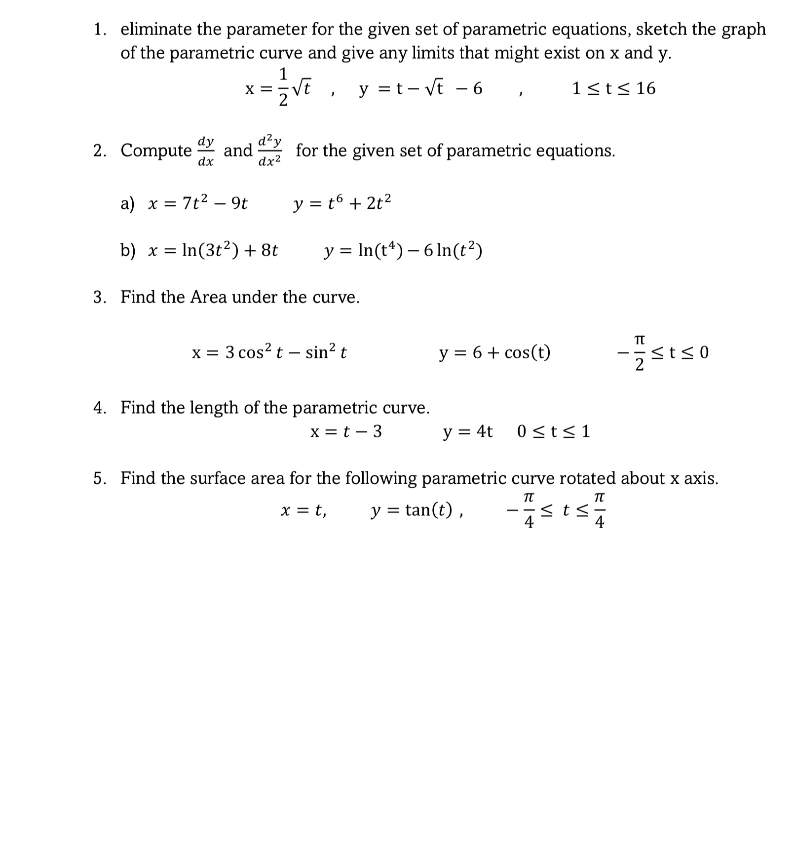 Solved Eliminate The Parameter For The Given Set Of