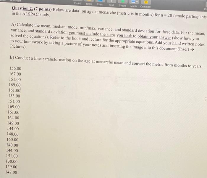 Solved Insert Table Chart Text Shape Media Comment Question | Chegg.com