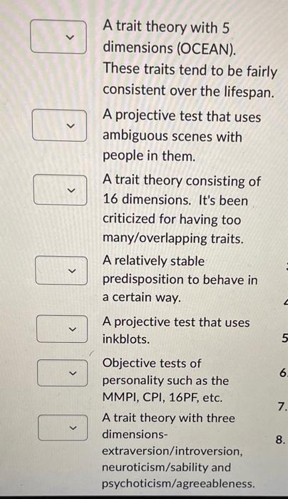 Solved 1. Trait 2. Cattell's trait theory 3. Eysenck's trait | Chegg.com