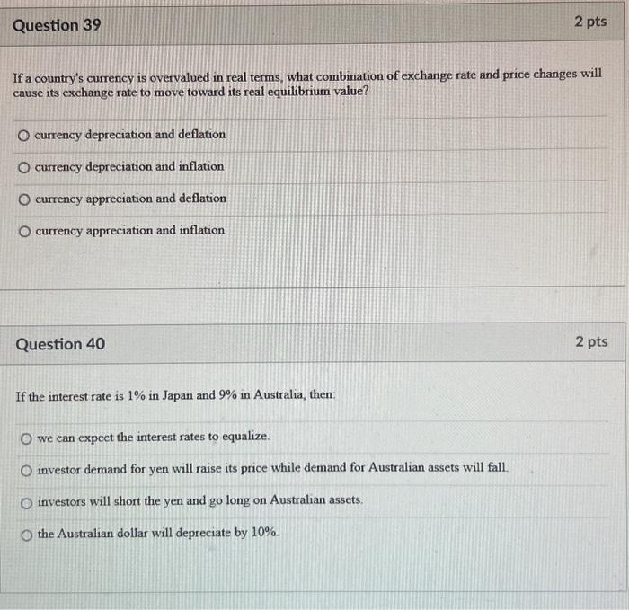 Solved If a country's currency is overvalued in real terms, | Chegg.com