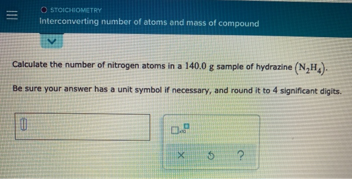 Solved O STOICHIOMETRY Interconverting number of atoms and | Chegg.com