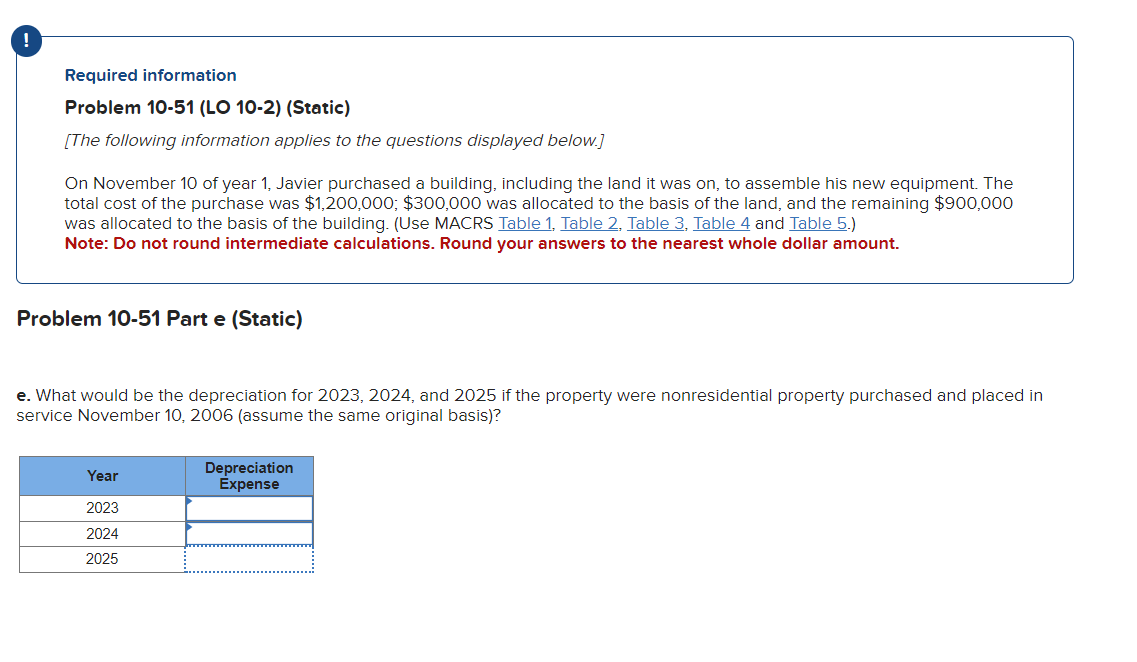 Solved Required informationProblem 10-51 (LO | Chegg.com
