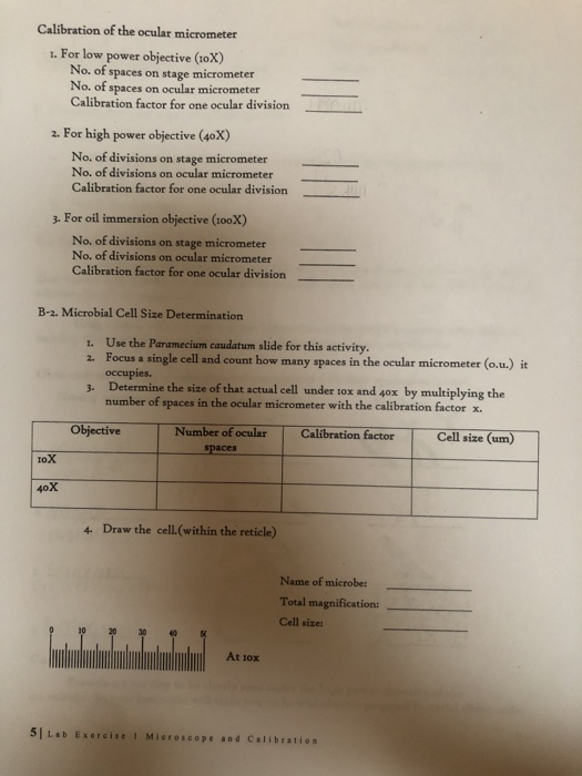 I. B-u. Ocular micrometer calibration Must read: | Chegg.com