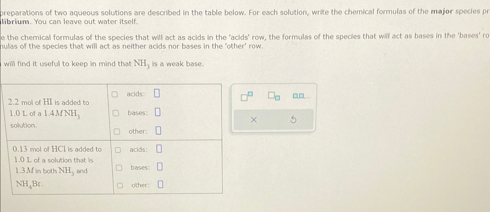 Solved preparations of two aqueous solutions are described | Chegg.com
