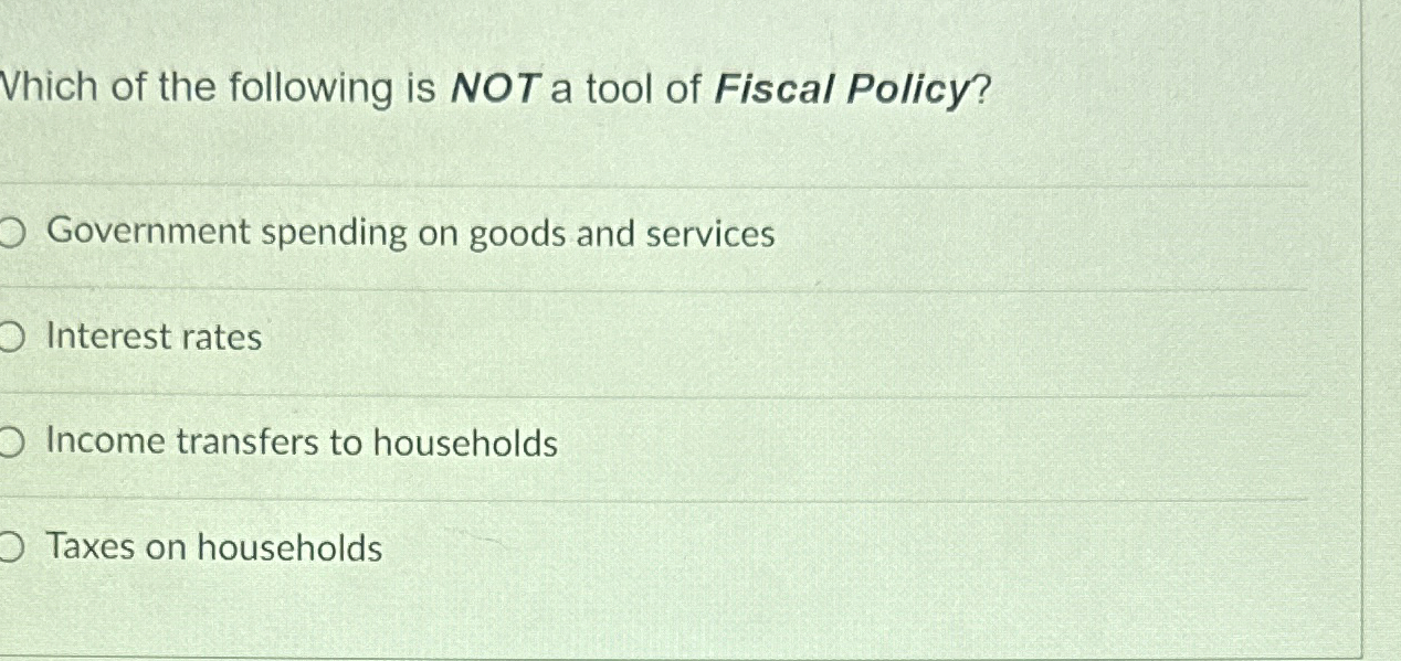 Solved Which of the following is NOT a tool of Fiscal | Chegg.com
