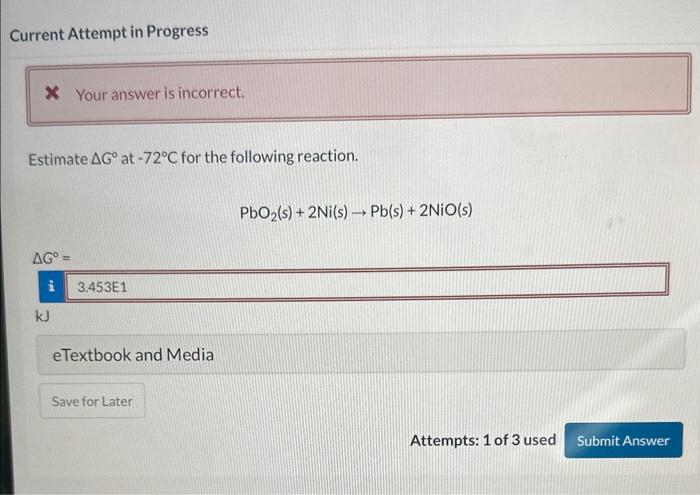 Current Attempt in Progress Estimate ΔG∘ at −72∘C for | Chegg.com