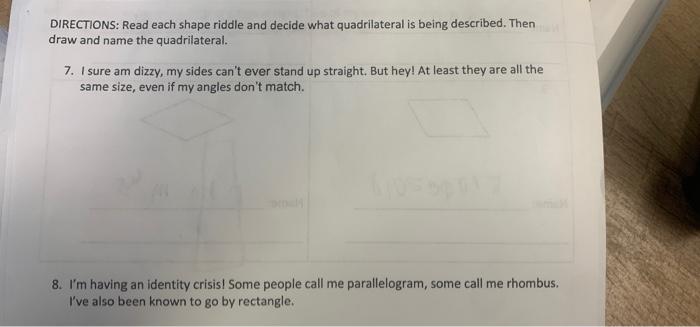 Solved DIRECTIONS: Read each shape riddle and decide what | Chegg.com