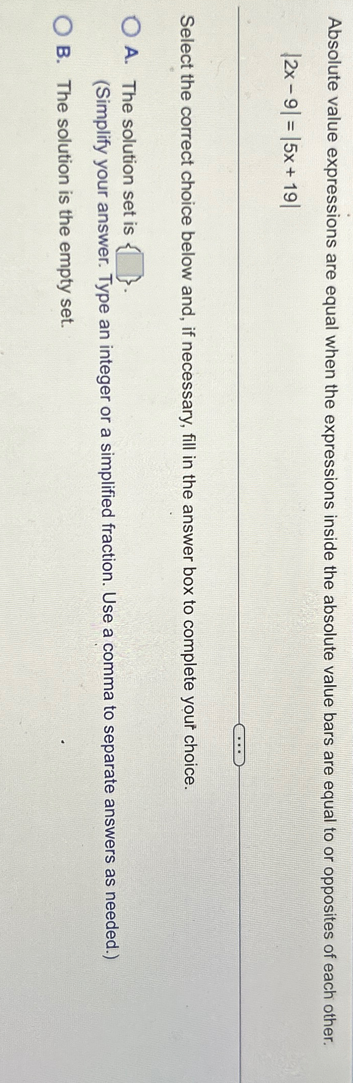 Solved Absolute value expressions are equal when the | Chegg.com