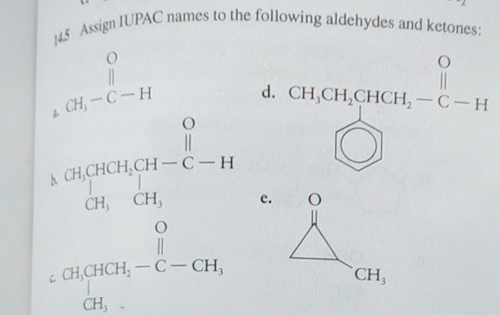 Solved 14.5 Assign IUPAC names to the following aldehydes | Chegg.com