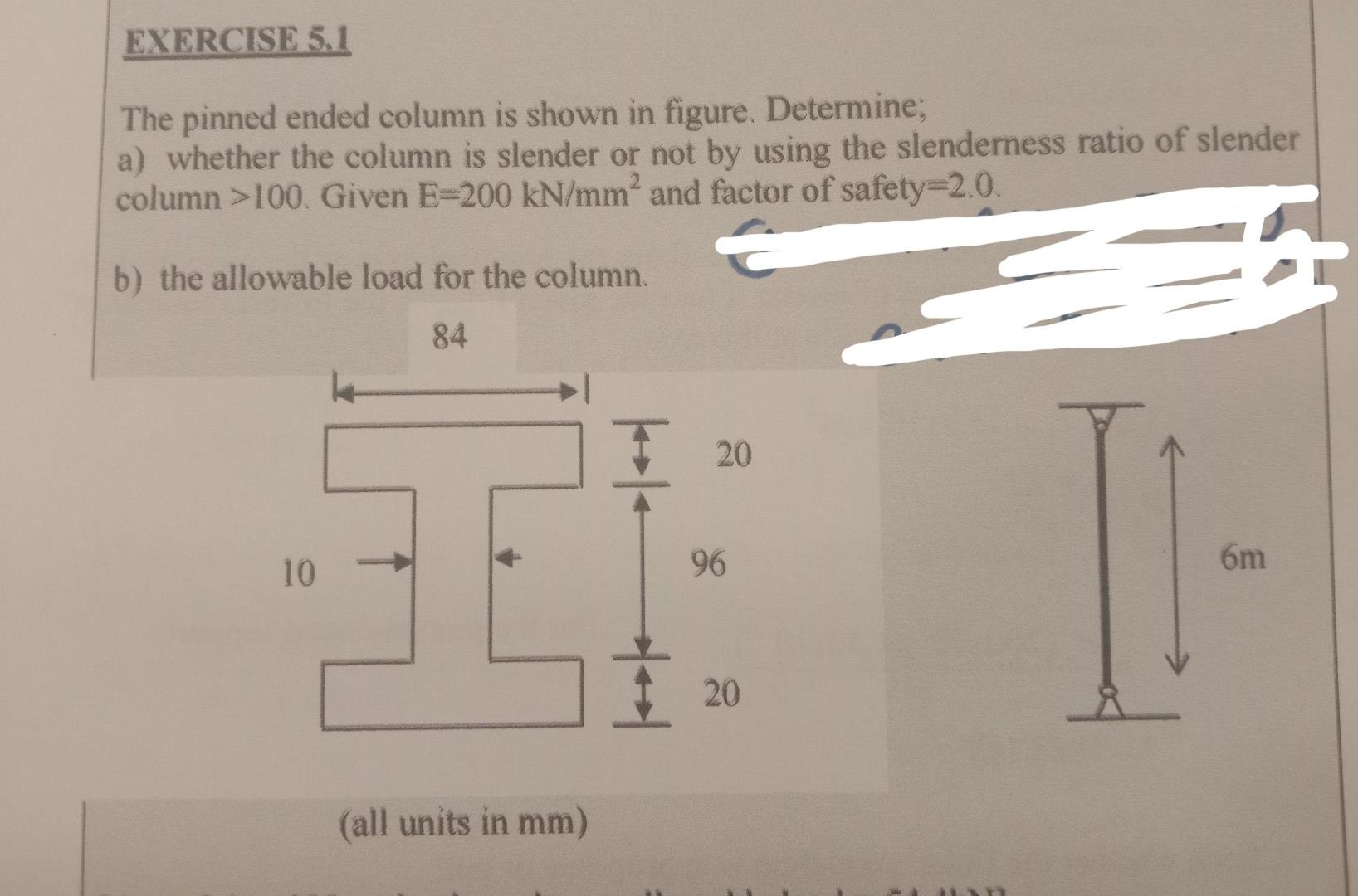 Solved The pinned ended column is shown in figure. | Chegg.com