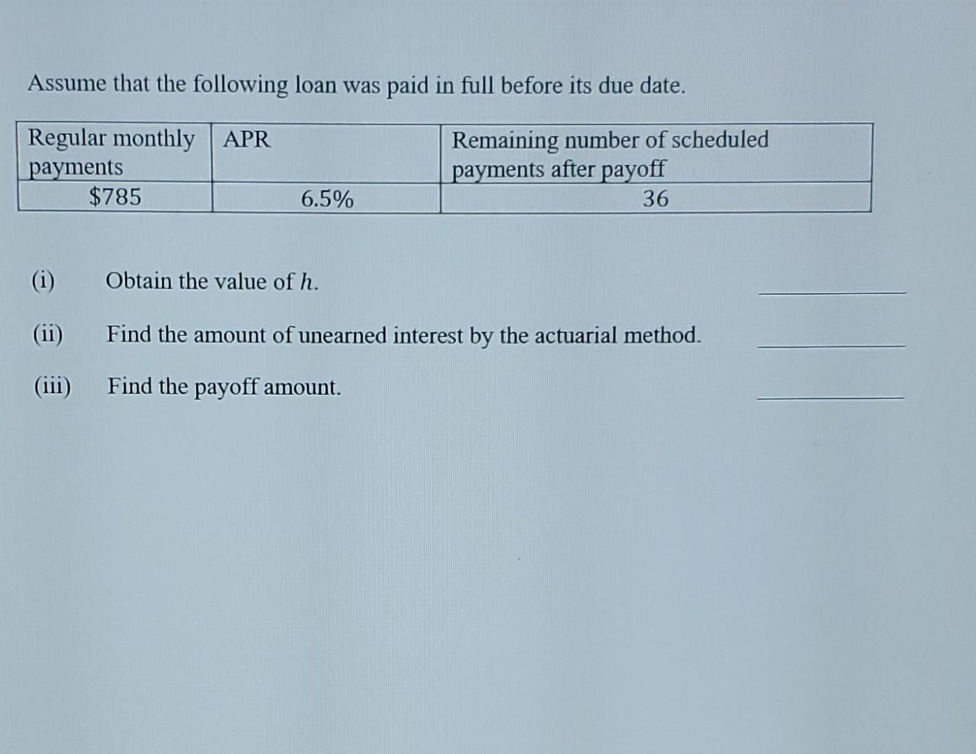 Solved Assume that the following loan was paid in full | Chegg.com