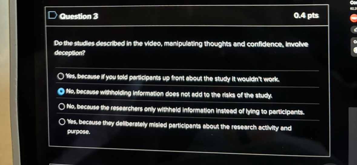 Solved Question 3Do the studies described in the video, | Chegg.com
