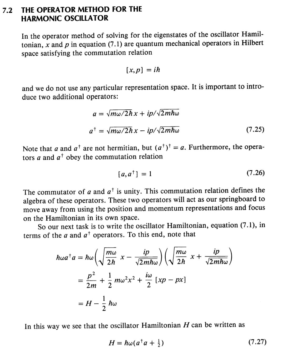 Solved Prove (7.26),please.7.2 ﻿THE OPERATOR METHOD FOR THE | Chegg.com