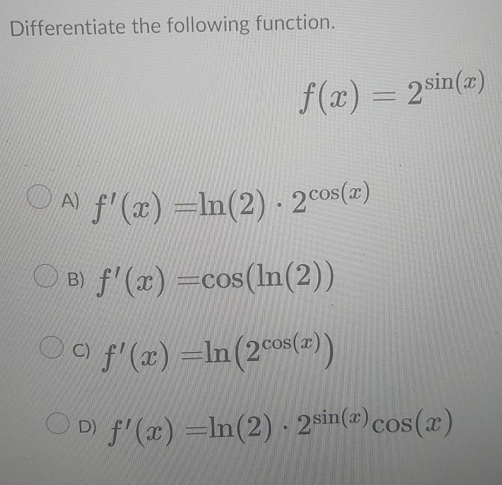 Solved Differentiate the following | Chegg.com