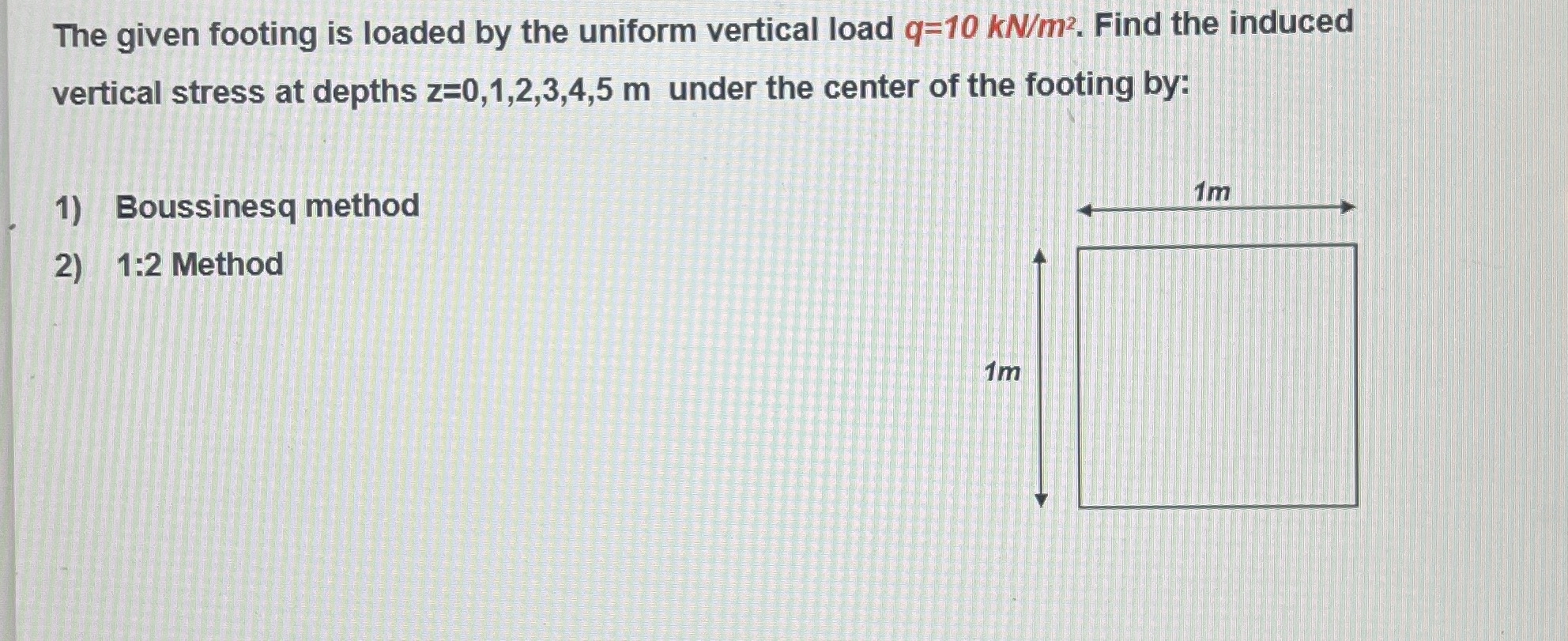 The given footing is loaded by the uniform vertical | Chegg.com