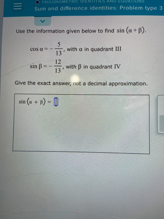 Solved use the information given below to find sin(a+b) | Chegg.com