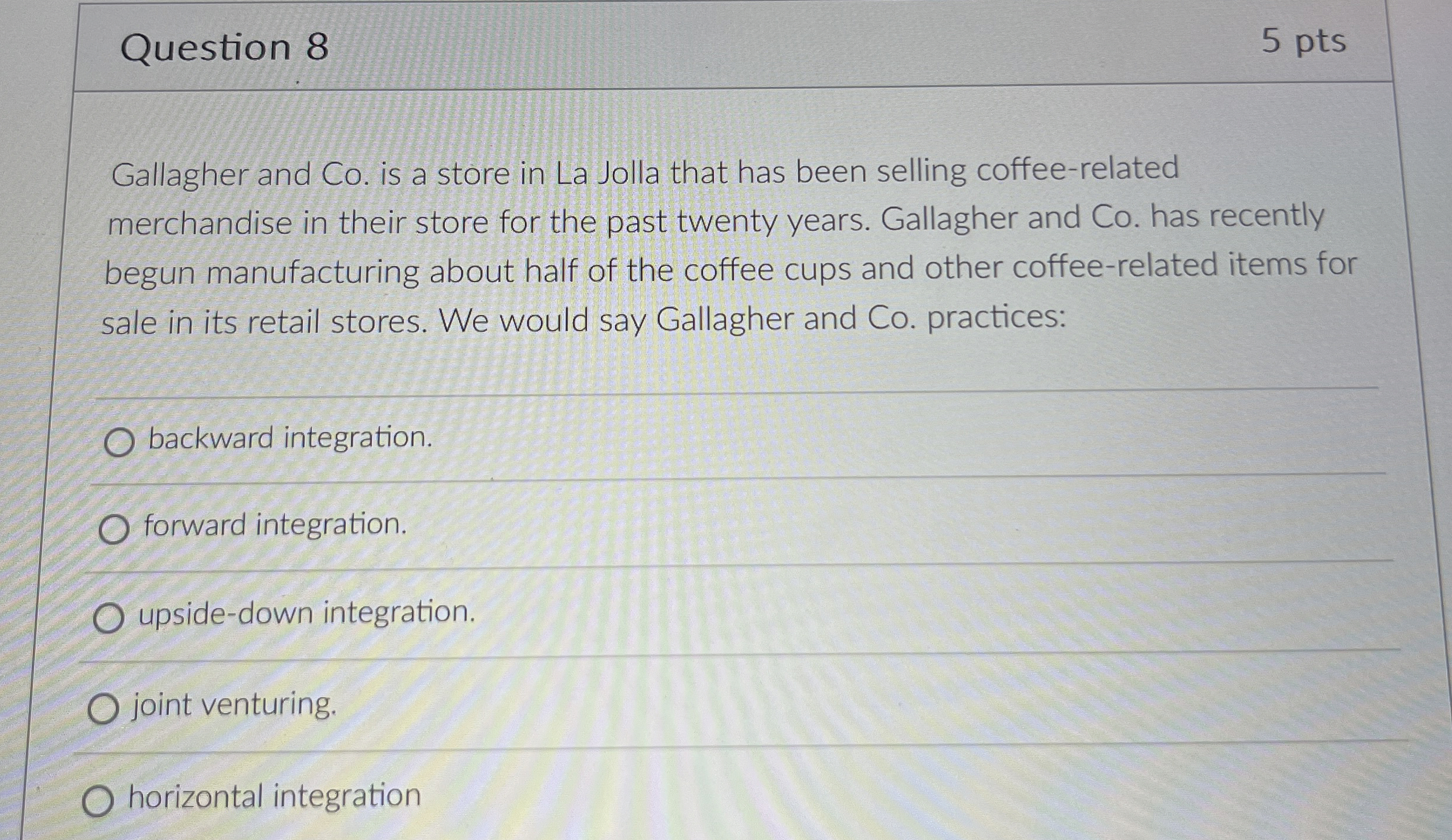 Solved Question 85 ﻿ptsGallagher and Co. ﻿is a store in La | Chegg.com
