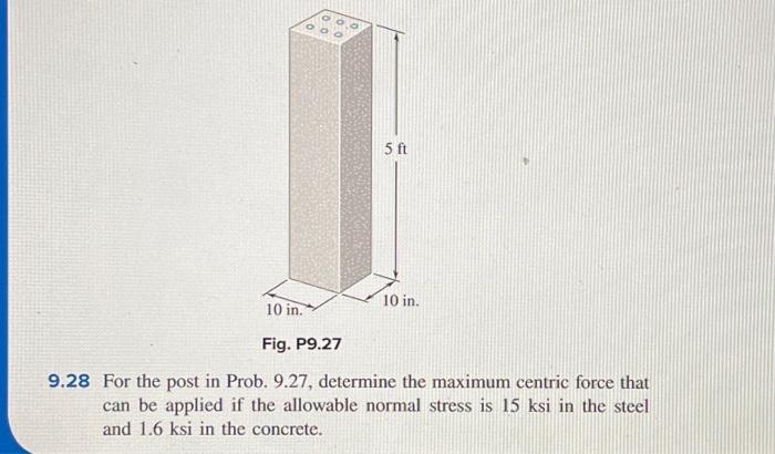 Solved Fig. P9.27 .28 For the post in Prob. 9.27, determine | Chegg.com