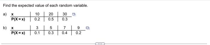 Solved Find the expected value of each random variable. | Chegg.com
